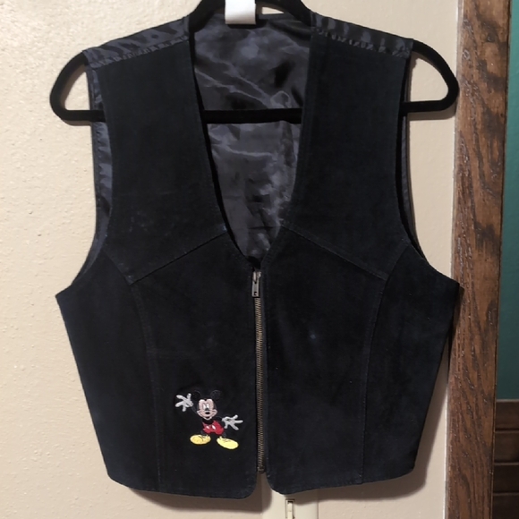 Disney | Jackets & Coats | Disney Leather Vest With Mickey Mouse ...